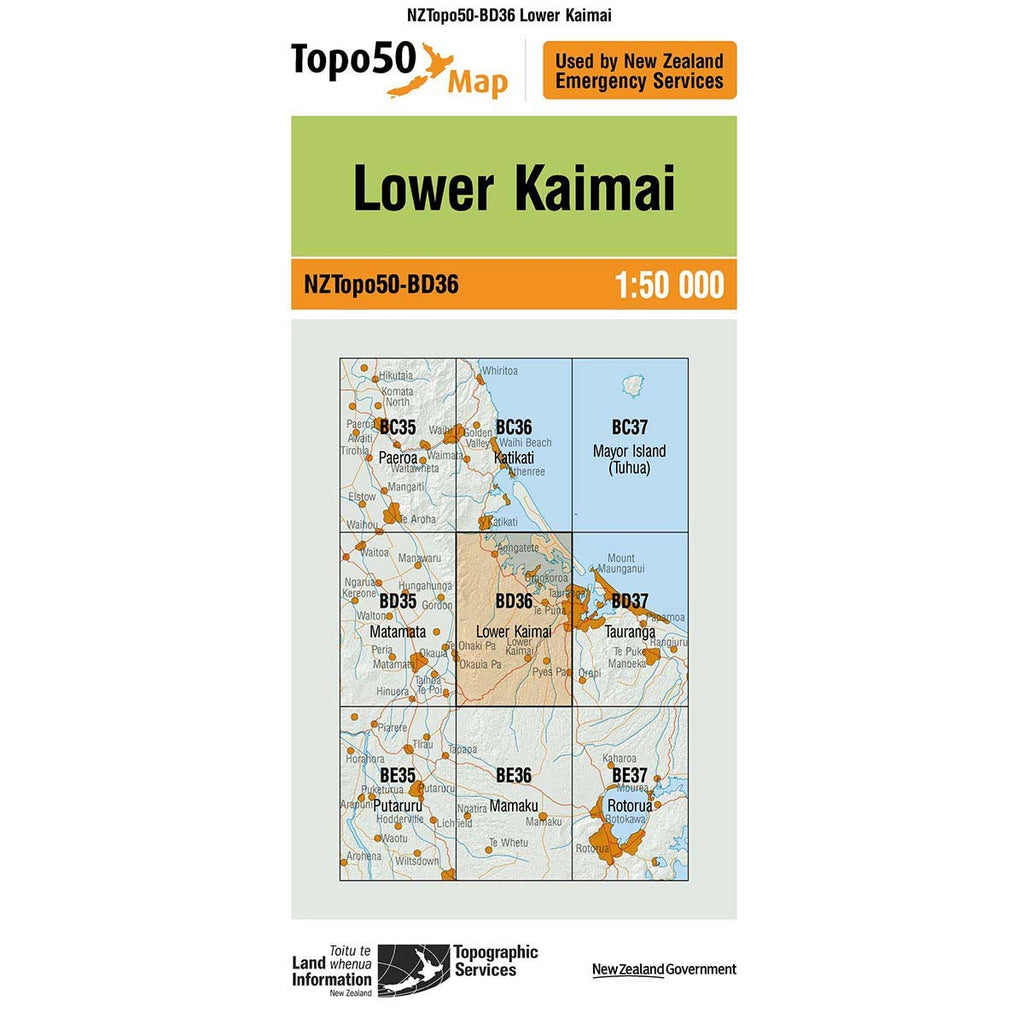 NZ Topo 50 Map BD36 Lower Kaimai | Gearshop NZ
