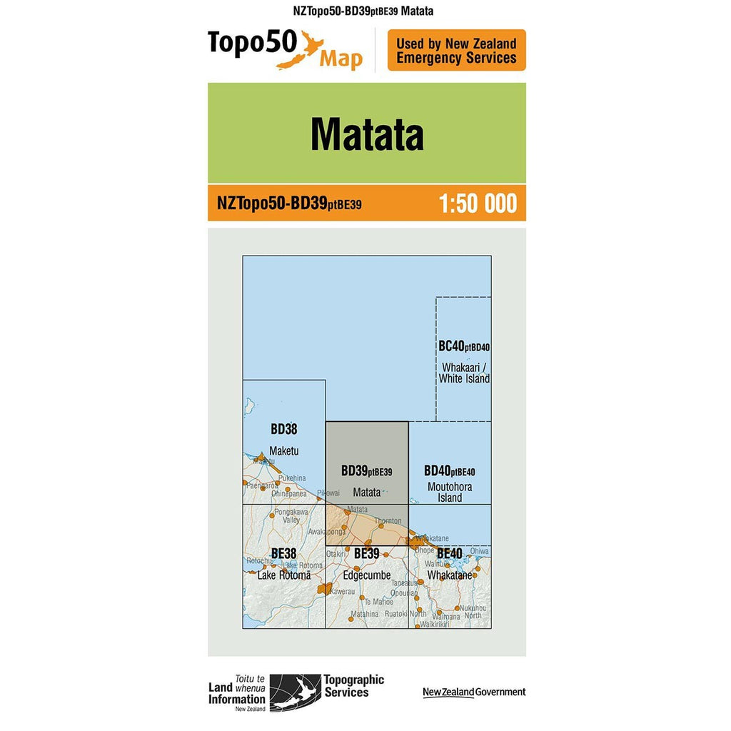 NZ Topo 50 Map BD39 Matata | Gearshop NZ
