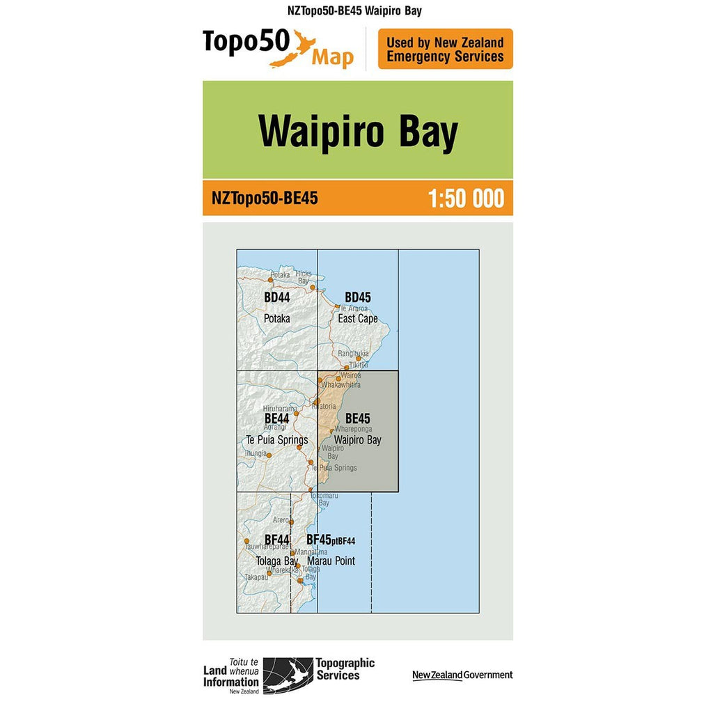 NZ Topo 50 Map BE45 Waipiro Bay