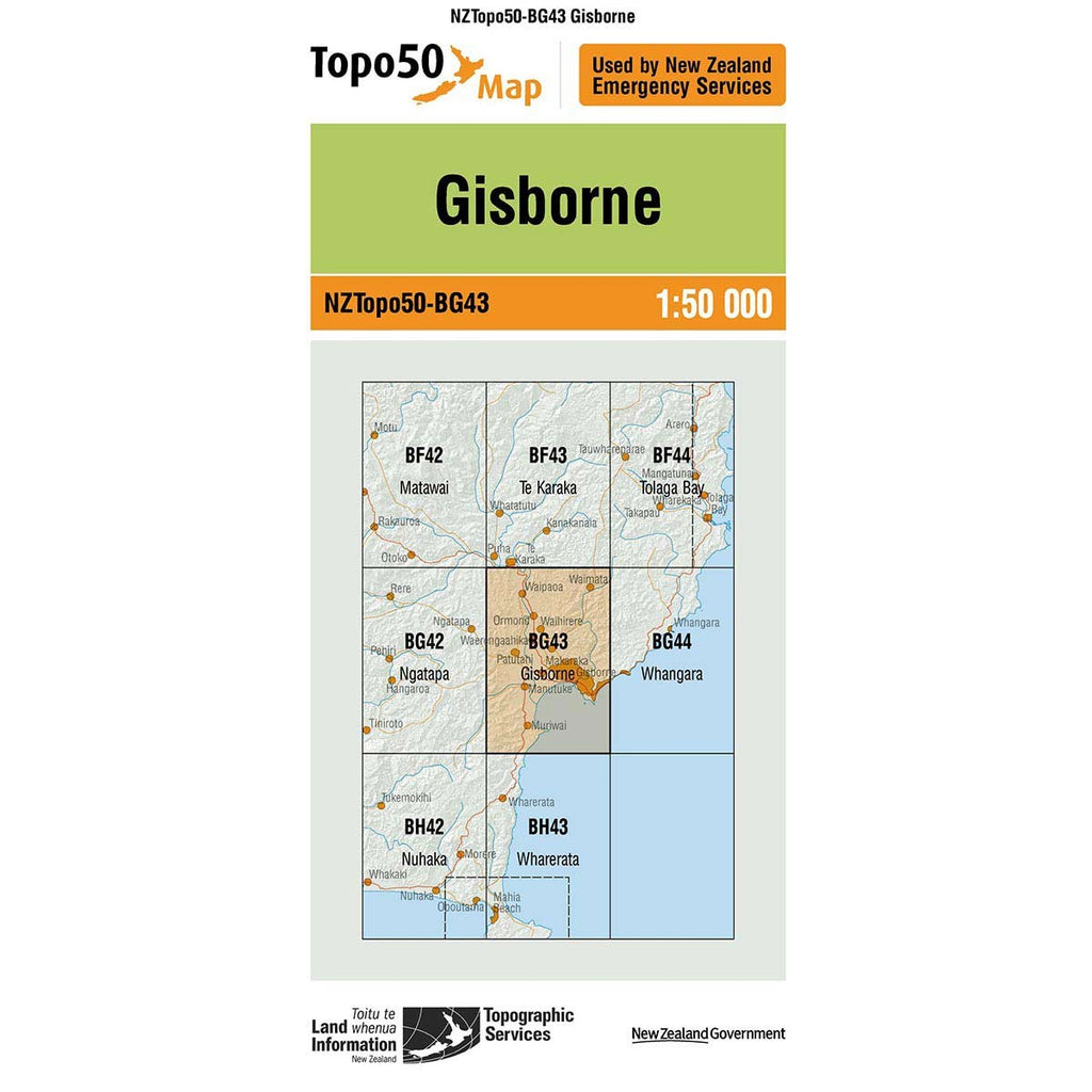 NZ Topo 50 Map BG43 Gisborne | Gearshop NZ