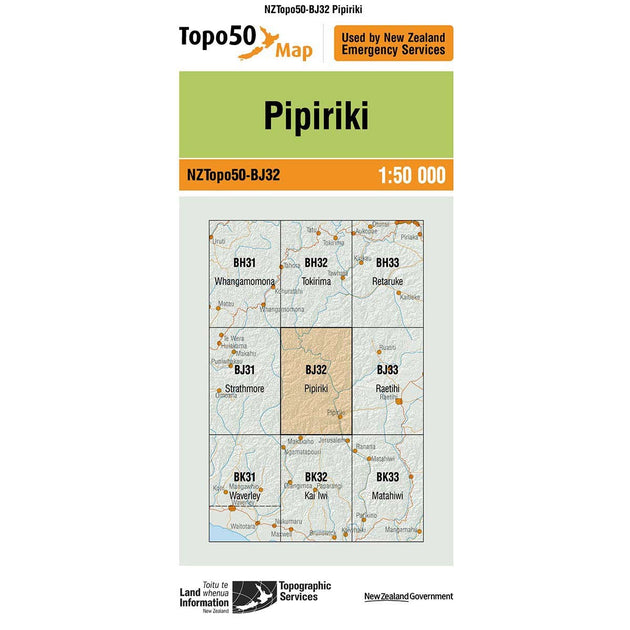 NZ Topo 50 Map BJ32 Pipiriki | Gearshop NZ