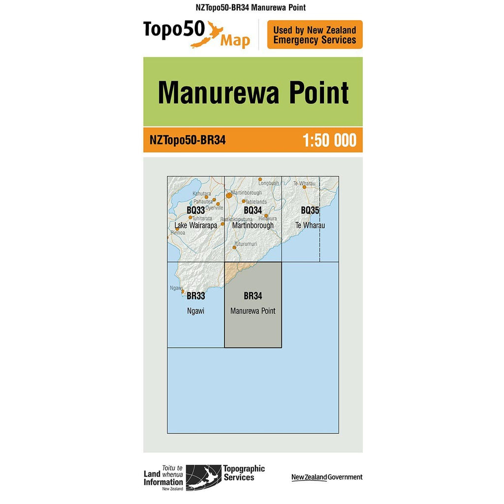 NZ Topo 50 Map BR34 Manurewa Point | Gearshop NZ