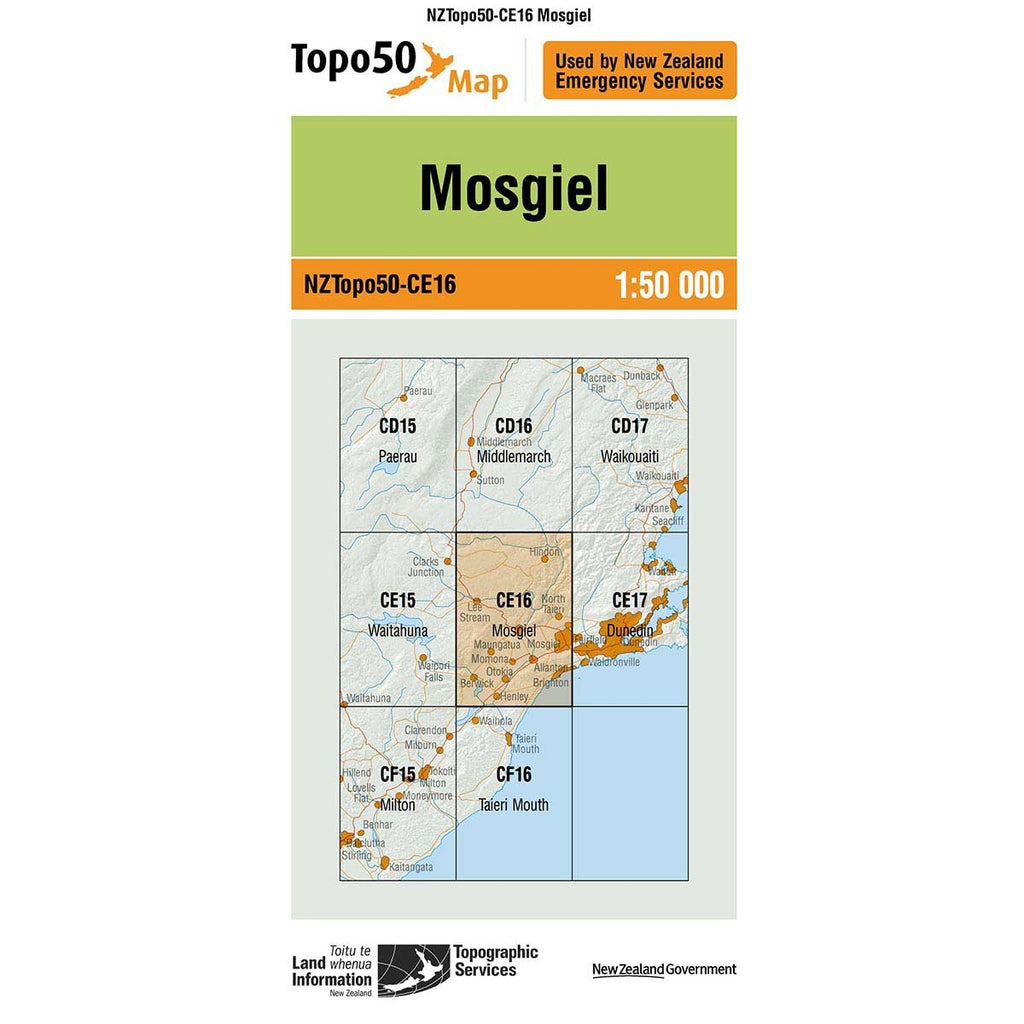 NZ Topo 50 Map CE16 Mosgiel | Gearshop NZ
